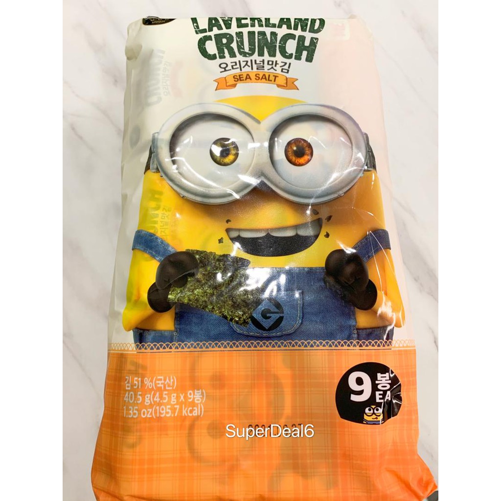 【HALAL Minion Limited Seaweed】 Korea Laverland Crunch Sea Salt Seaweed ...