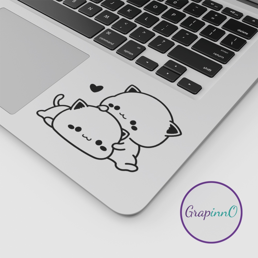 Decal Sticker Peach and Goma Love Attention Couple Cute Miss U Laptop ...