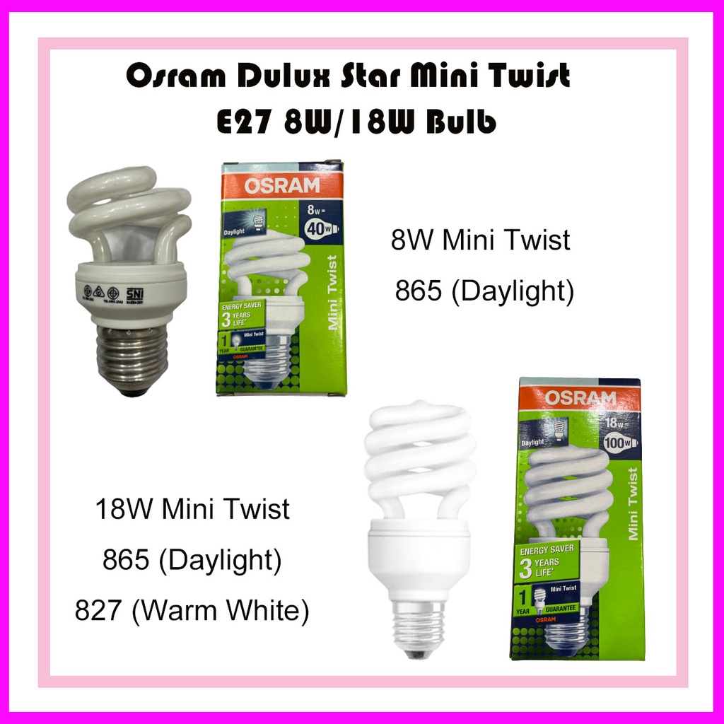 OSRAM DULUX E27 8W/865 18W/827 18W/865 SPIRAL BULB (WARM WHITE/DAYLIGHT) | Shopee Malaysia