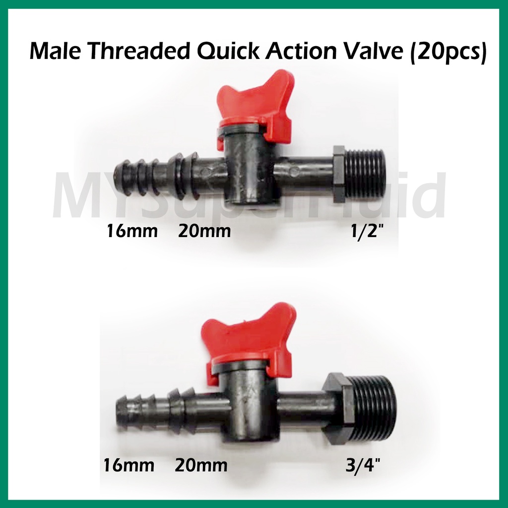 [20pcs] Male Threaded Quick Action Valve QAV 16mm/20mm x 1/2" or 16mm ...