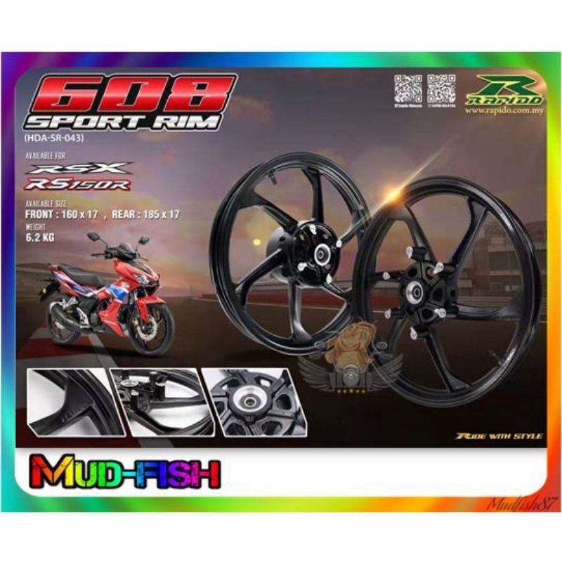 Honda RS150 / RSX / RSX150 Sport rim Rapido 608 enkei 6 batabg ( ABS ...