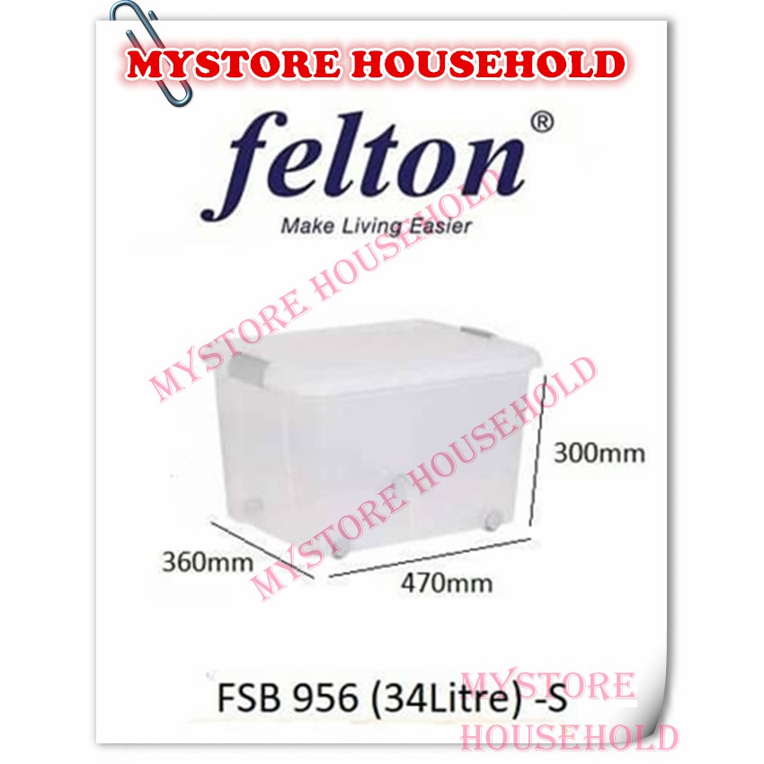 Felton FSB956 Iconic Storage Box With Wheel 34Litre (S) | Shopee Malaysia
