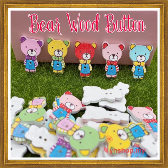 🔥HOT ITEM🔥Teddy Bear 🐻 Wood Button 2 Hole 30mm/Butang Kayu (10pcs ...