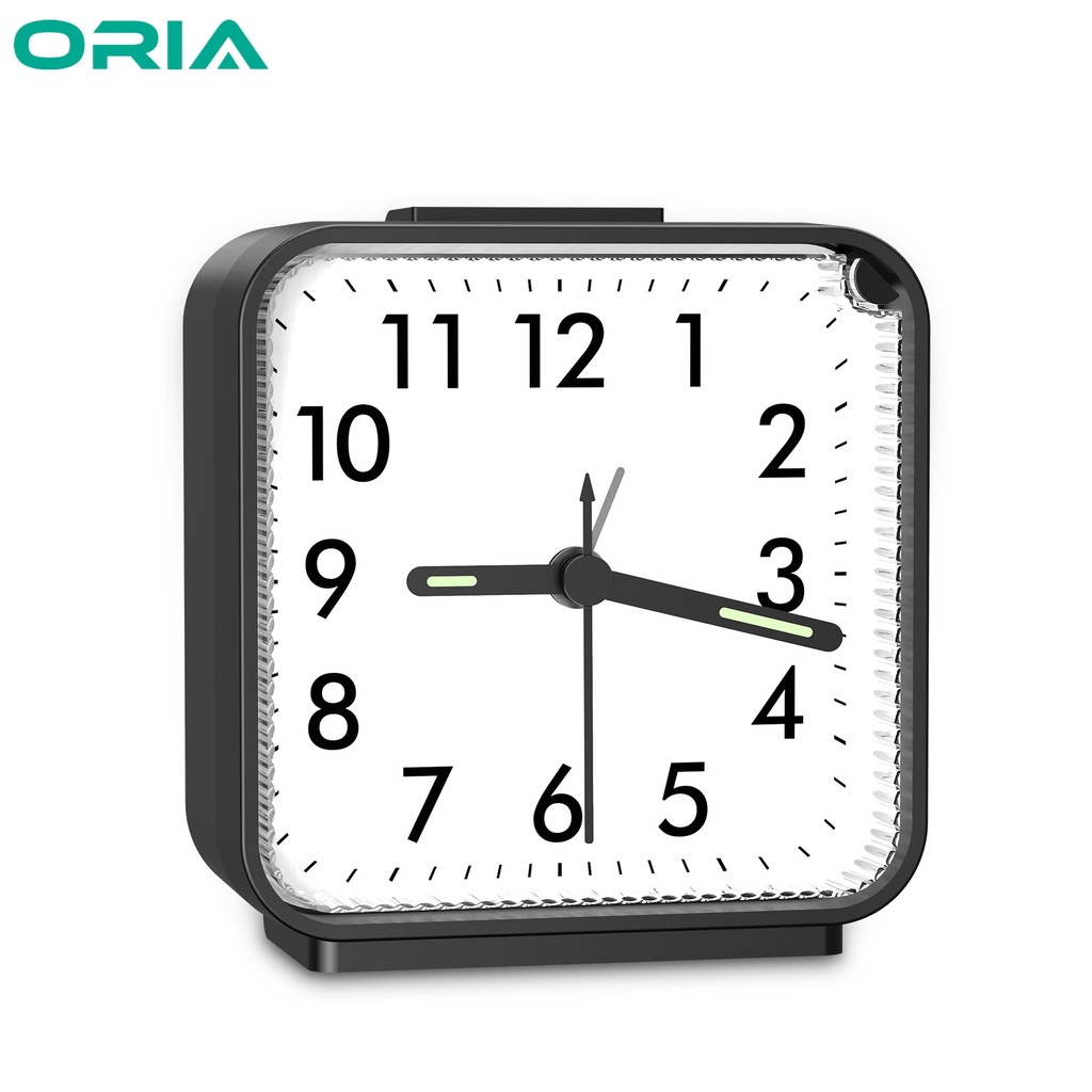 ORIA Battery Powered Pointer Alarm Clocks Silent Non-ticking Bedside ...