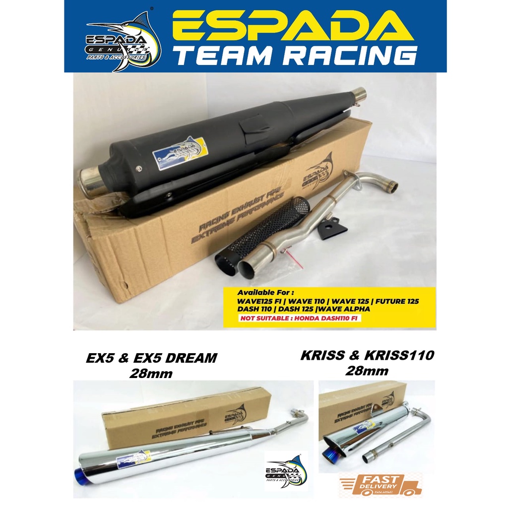 KRISS EX5 EX5 DREAM Wave125 Wave110 ALPHA EXHASUT STANDARD OPEN RACING ESPADA EXHAUST PIPE 25mm ...