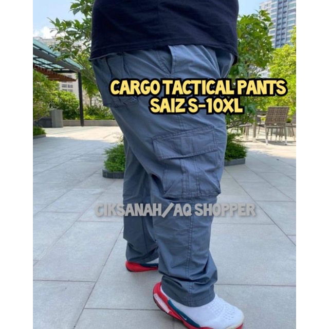 (S-10XL)slack taktikal cargo pants 6poket cotton stretchable men and women/seluar saiz besar ...