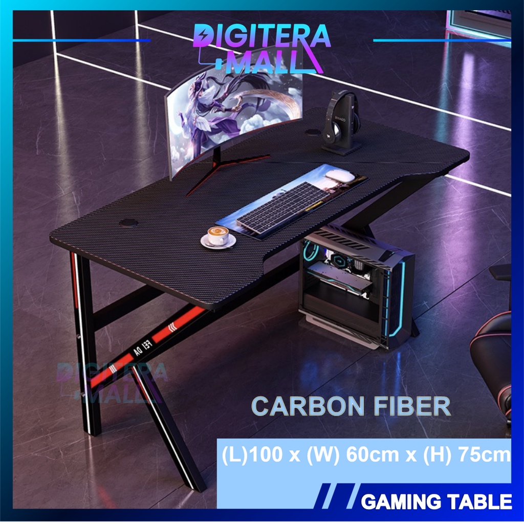 DIGITERA 100cm High Quality Carbon Matte Gaming Table/Meja Gaming ...