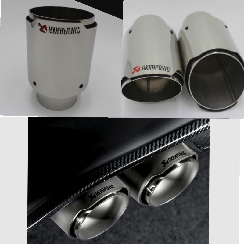 AKRAPOVIC Stainless Steel Double Layer Tip Car Exhaust Single End Tip ...