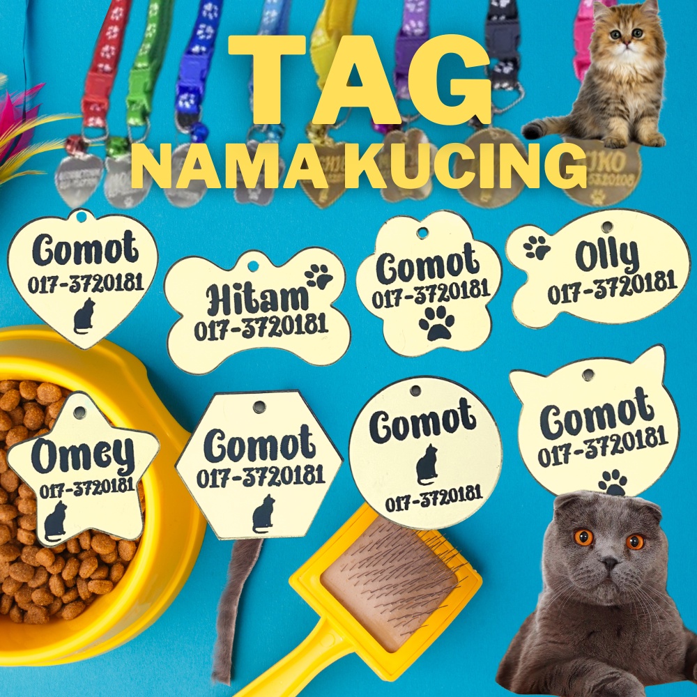 🐱Tag Nama Kucing /Custom Name And Fone Number 🐱(Version MC009) Name Tag ...