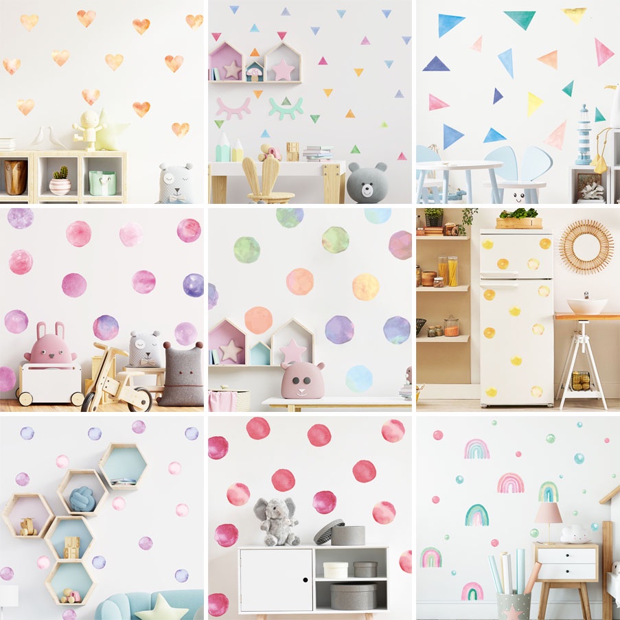 【wuxiang】Painted colorful dots DIY bedroom living room home wall ...