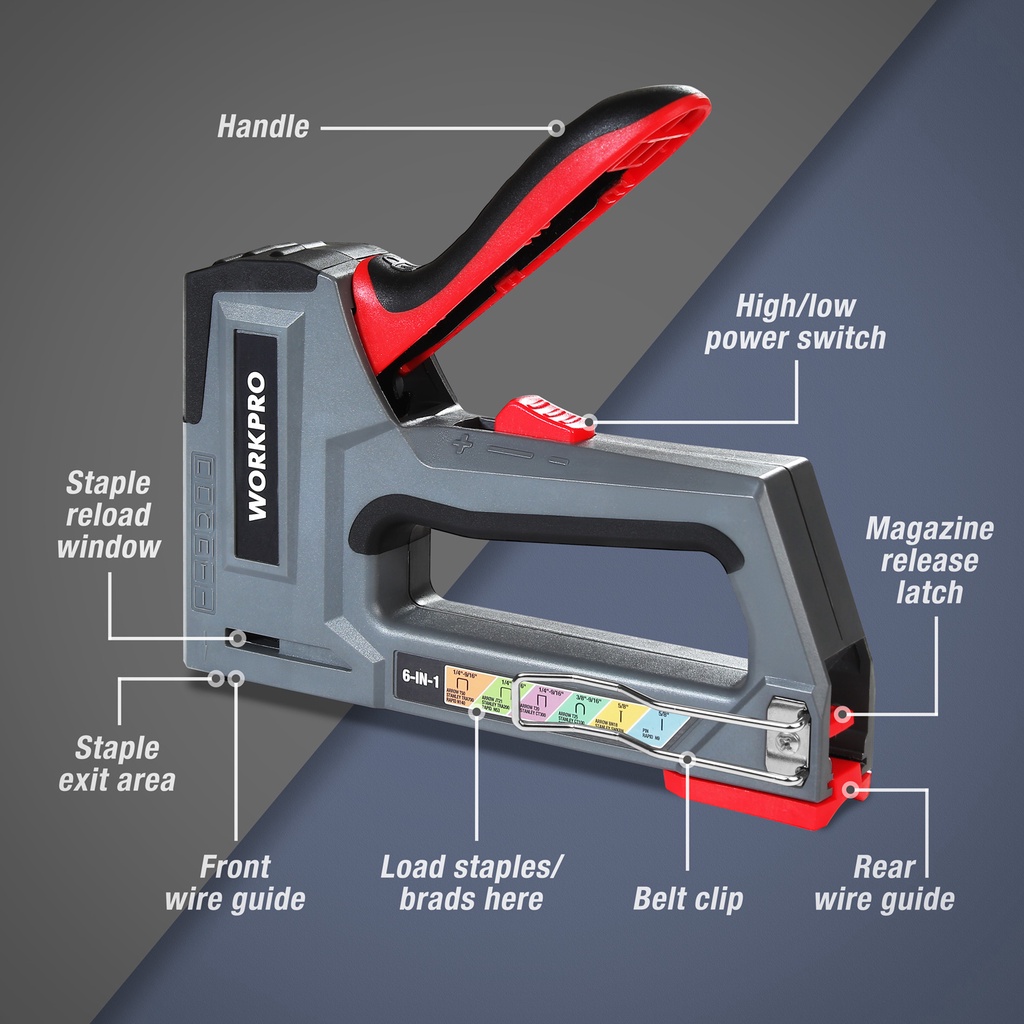 WORKPRO 6-in-1 Stapler Heavy Duty Staple Gun Manual Nail Gun free ...