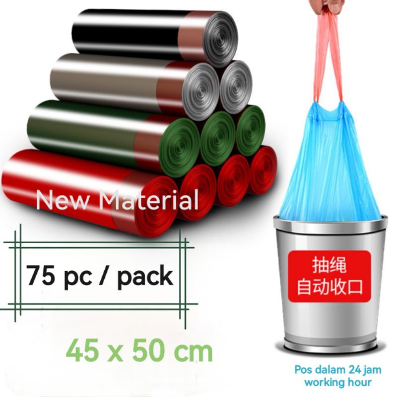 PA Premium Automatic Closing Tie On Garbage Bag Bags With Rope Easy ...