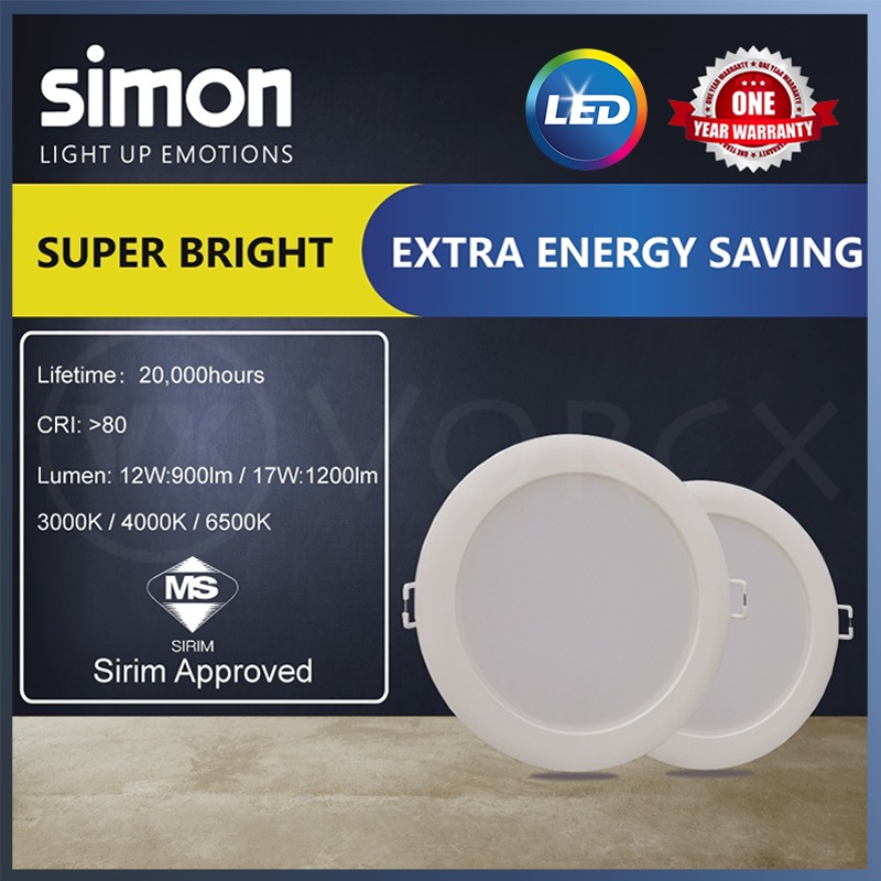 SIRIM Approved Simon Valor Model LED Downlight Round 17W 6 Inch 12W 4 ...