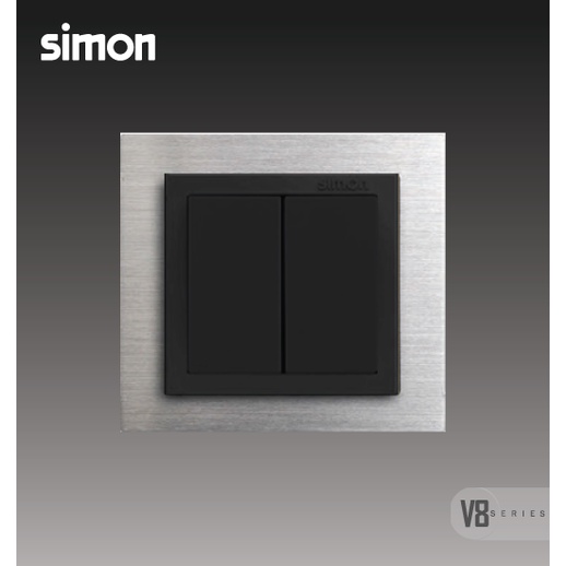 SIMON V8 Series Black Switch Stainless Steel Silver Frame Switches and ...