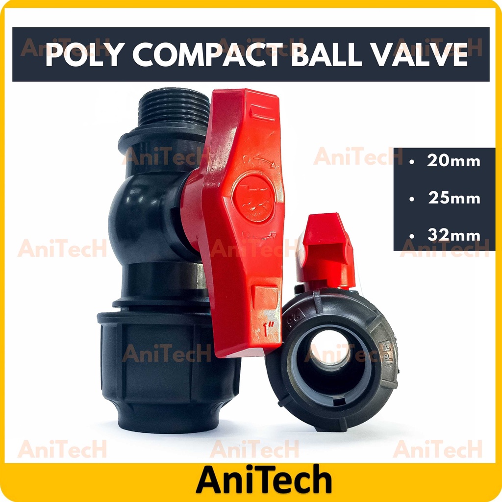 MALE THREAD PP COMPRESSION BALL VALVE POLY HDPE ADAPTOR HIGH PRESSURE ...