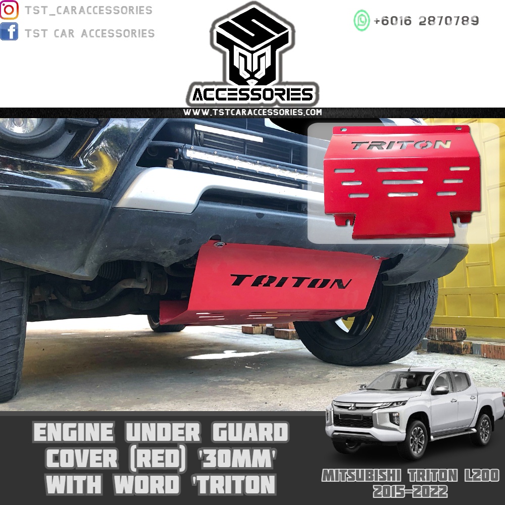 MITSUBISHI TRITON 2006-2022 ENGINE UNDER GUARD COVER (RED) '30mm' WITH ...