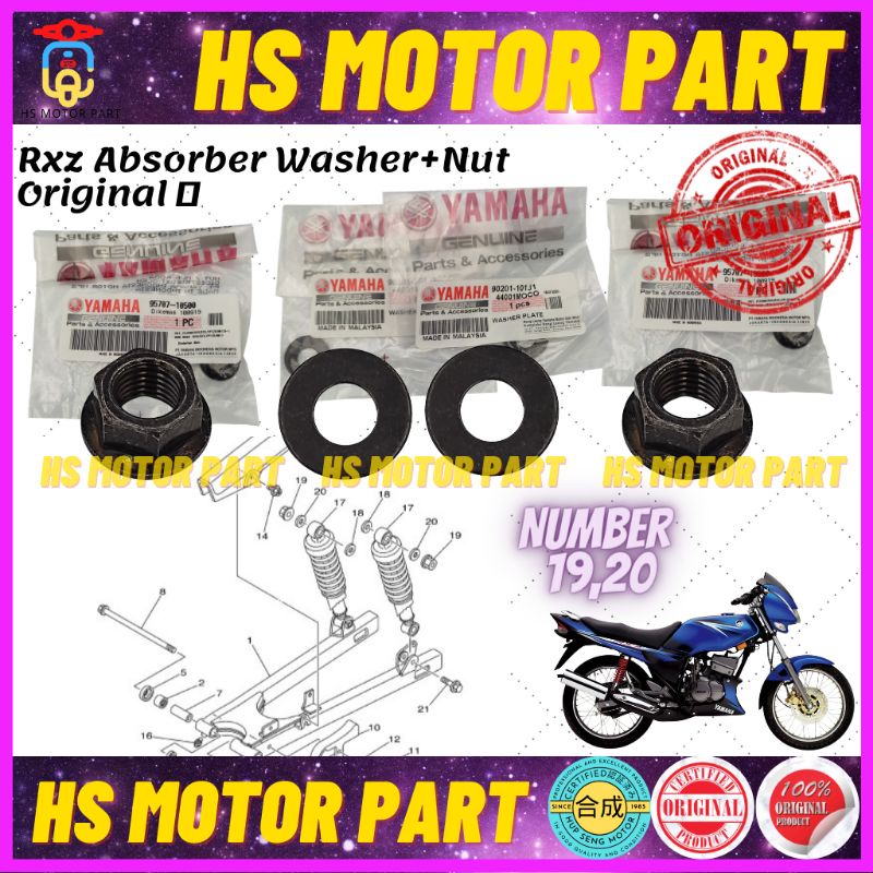 HSMOTORPART Rxz Rear Absorber Nut + Washer Original HLY Indonesia💯,Rxz ...