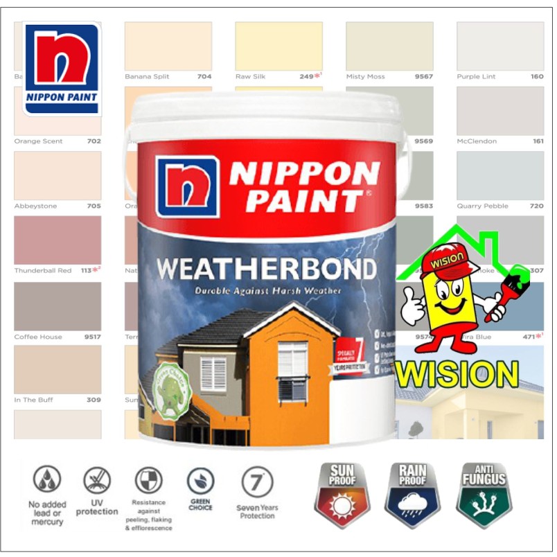 1 LITER NIPPON PAINT WEATHERBOND / Exterior Paint / Cat Rumah Luar ...