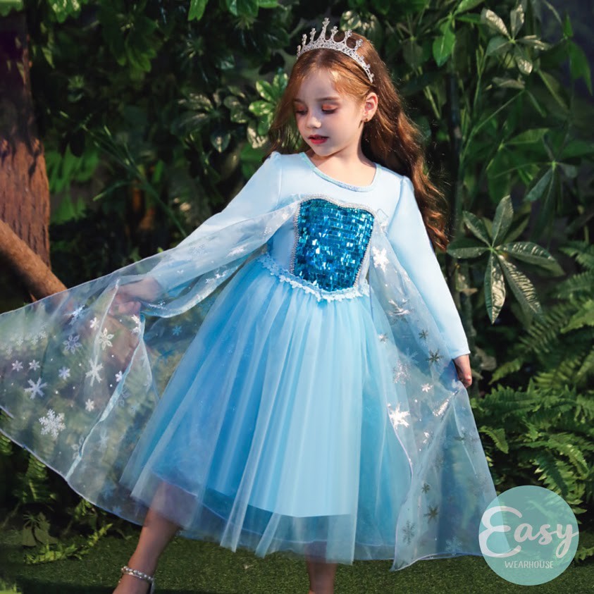 EASY WEARHOUSE COTTON High Quality Girls Fr@zen Princess Dress Party ...