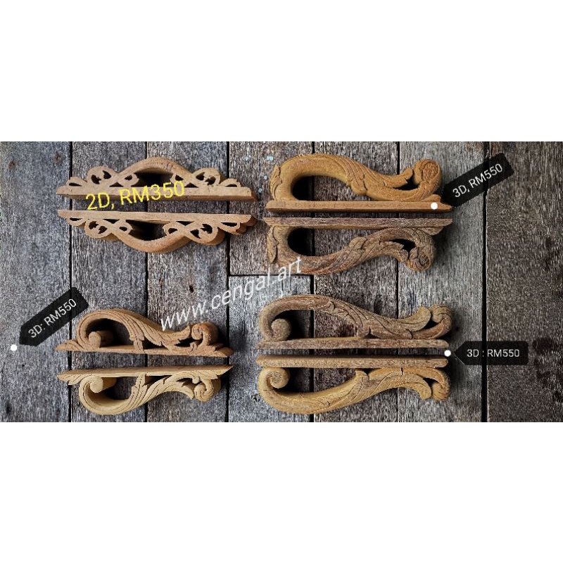 Sepasang (2) Handle Pintu Kayu Cengal Asli Ukiran Tangan 3D – Pemegang ...