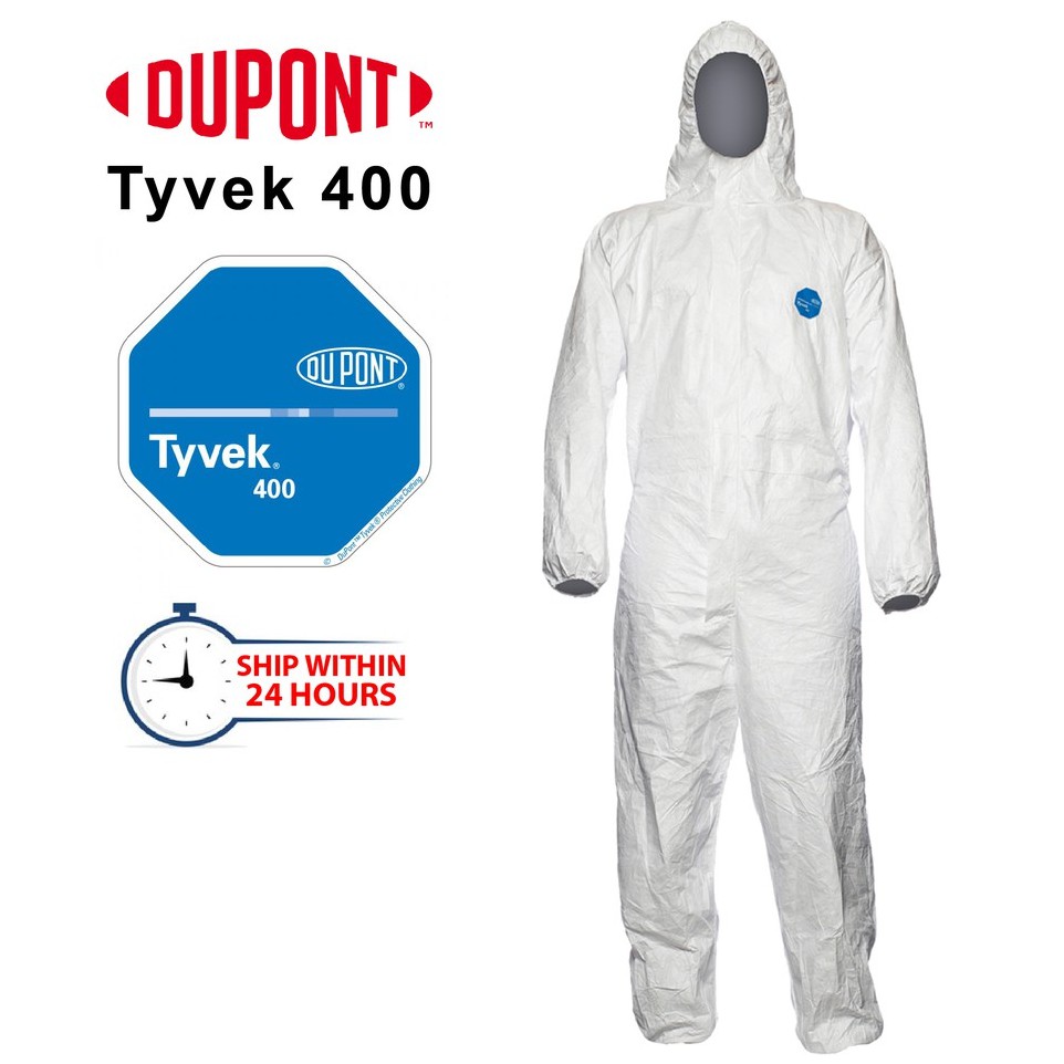 DuPont Tyvek 400 Coverall with Resp. Fit Hood, Elastic Wrists and ...