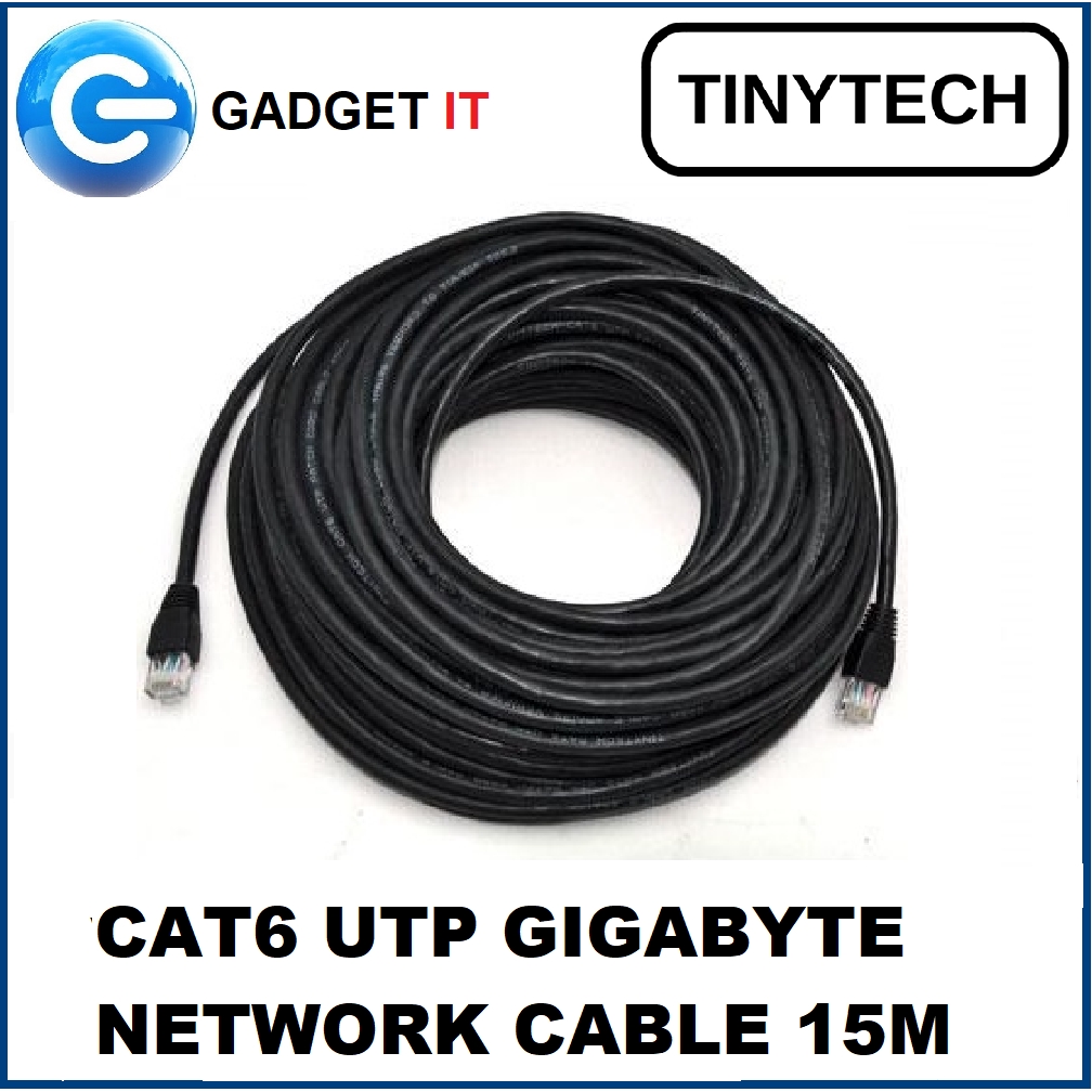 TINYTECH CAT6 UTP 28 AWG 7/0.12 CCA GIGABYTE NETWORK CABLE 15 METER ...