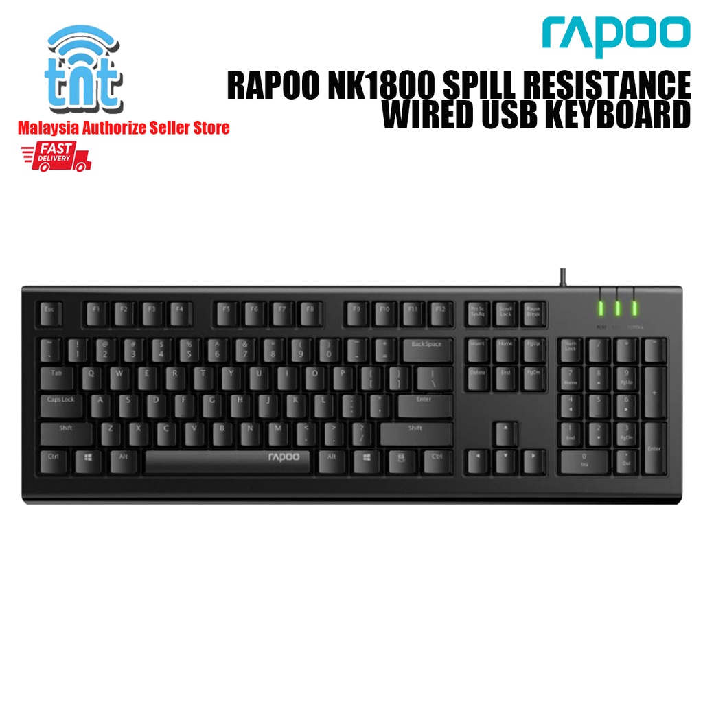 Rapoo NK1800 Spill Resistance Wired USB Keyboard / Rapoo NK1800 / Rapoo Basic Keyboard / Wired ...