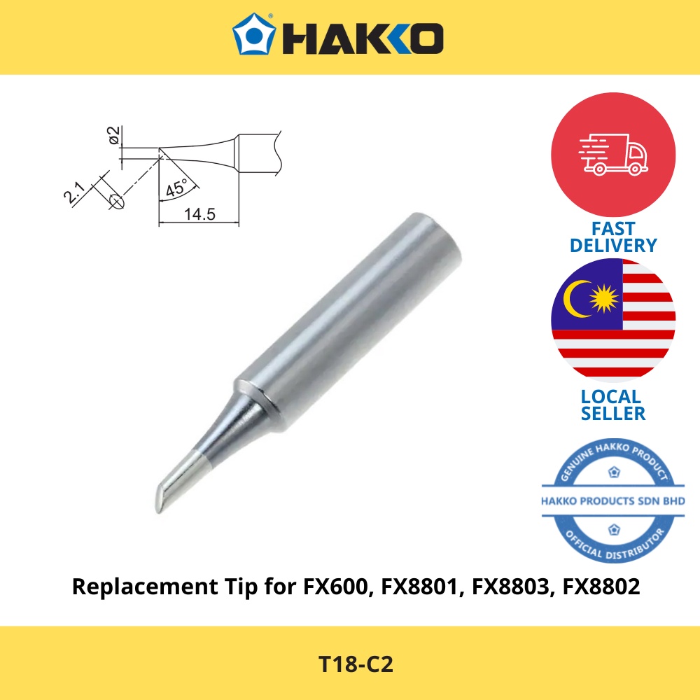 HAKKO SOLDERING TIP T18-C2 SHAPE-2C | HAKKO PRODUCTS T18 SOLDERING STATION REPLACEMENT TIP ...