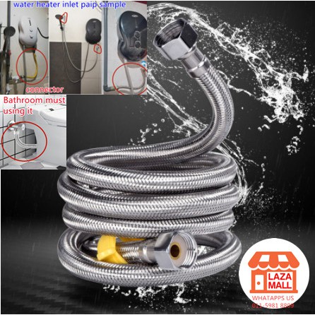 Stainless Steel Bathroom Water Heater Shower INLET hose 1/2" Basin ...