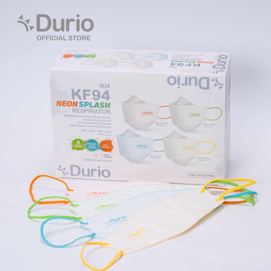 Durio 904 KF94 5Ply Respirator Face Mask (Neon Splash) - 40pcs | Shopee ...