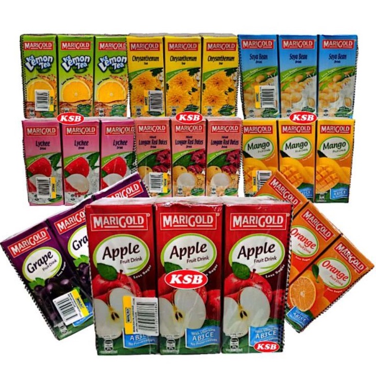 【250ml x 6 pkt】Marigold Soya/Laici/Bunga/Ice Lemon Tea/Mixed Longan Red ...