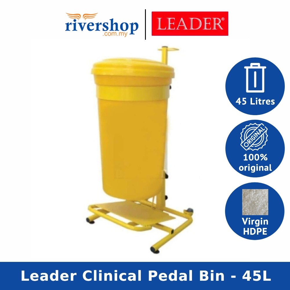 LEADER 45Litres Clinical Wastebin/ Powder Coating Pedal Bin & Trolley ...
