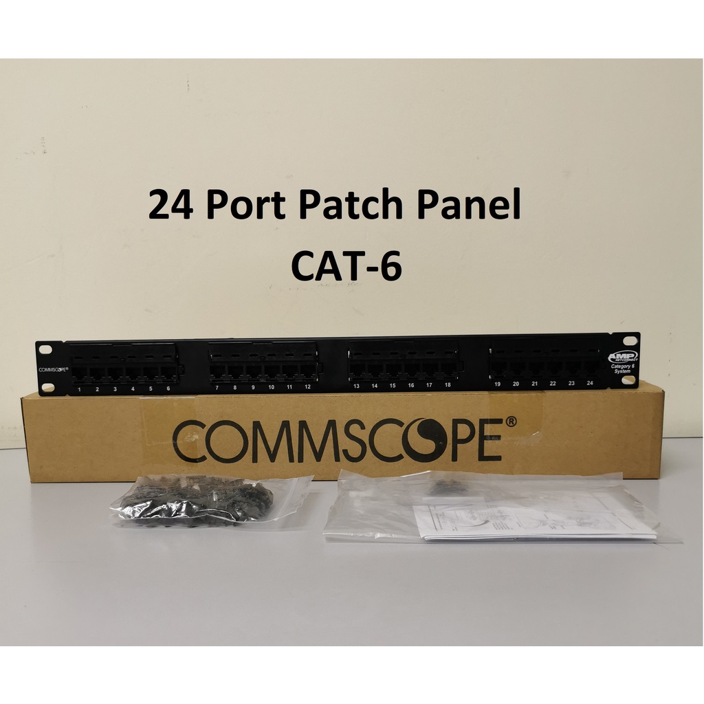 Commscope AMP 24 Port RJ45 19" 1U Rackmount Patch Panel Cat6 Rack Mount ...
