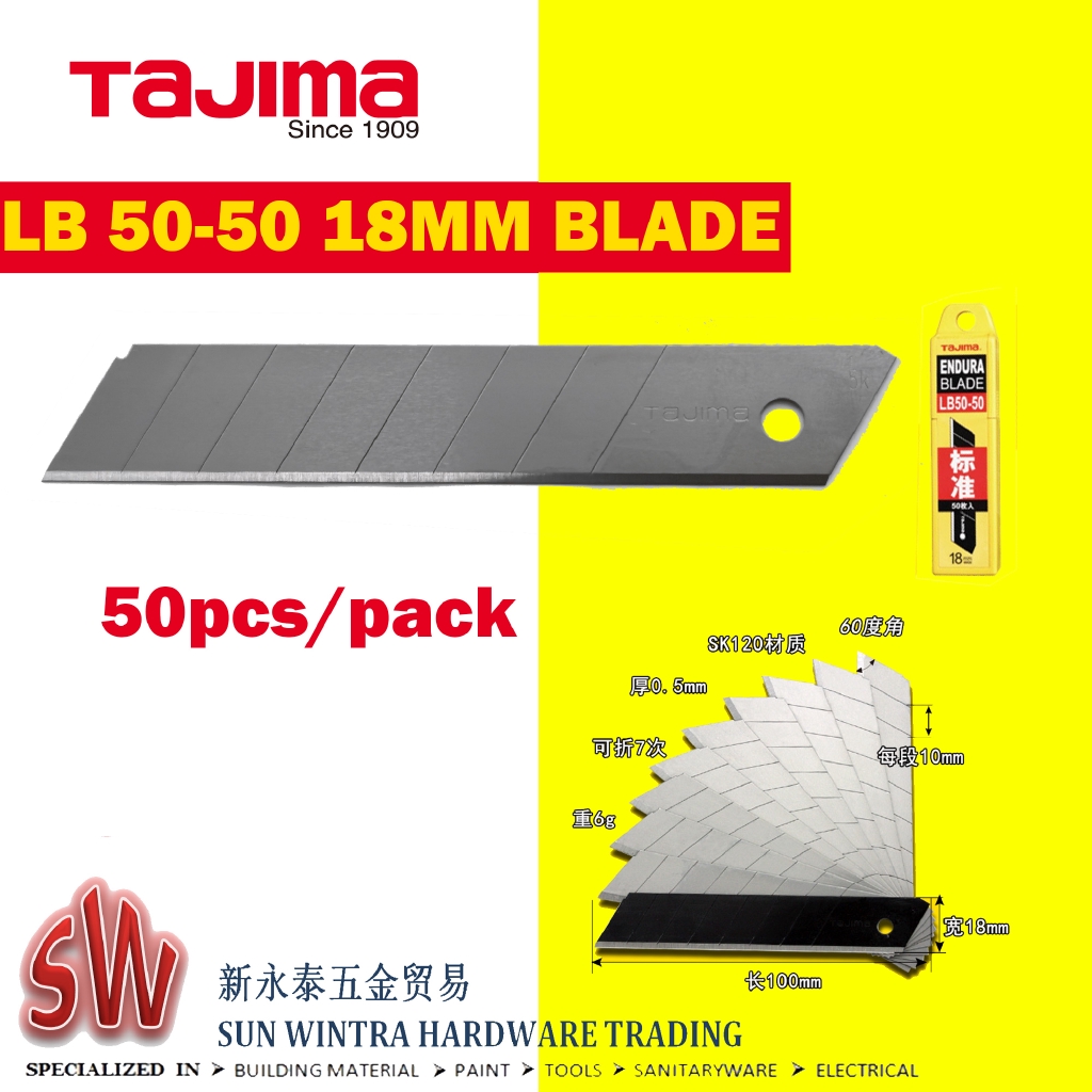 TAJIMA ENDURA BLADE / Mata Pisau Tajima / Tajima cutter / 刀片 LB50-50 18MM (50PCS) | Shopee Malaysia