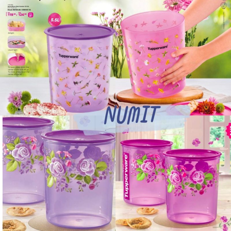 Tupperware Royal Rose or Spring Blooms Maxi Canister 5.5L ( Airtight Liquid Tight Giant Canister ...