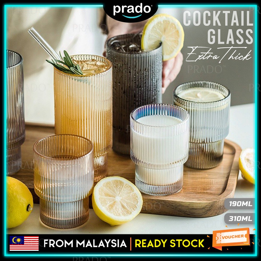 PRADO Origami Style Glass Cup Transparent Tea Coffee Ice Beer Mug Heat ...