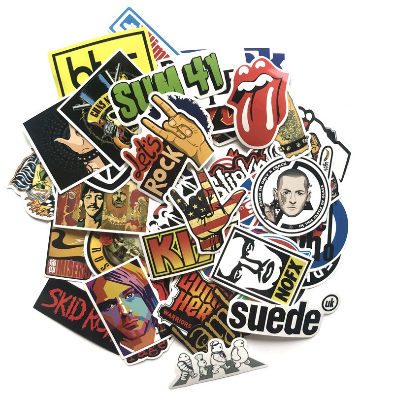 50pcs ROCK BAND Vinyl Decal graffiti STICKERS bomb for laptop, fridge ...