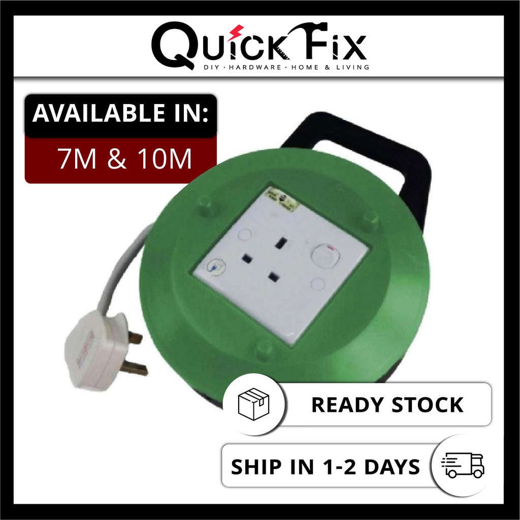QuickFix Round Extension Wire Box Full Copper Cable Trailing Adapter 7m ...