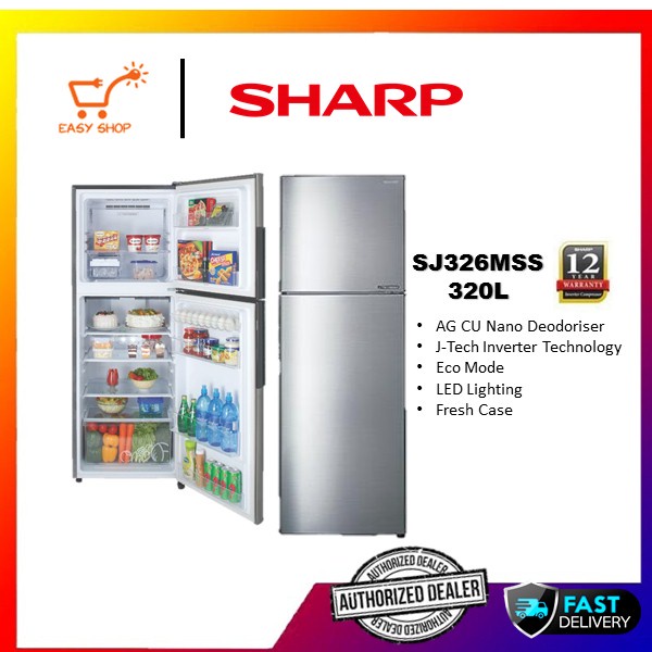 Sharp SJ326MSS 320L J-Tech Inverter 2-Door Refrigerator | Shopee Malaysia
