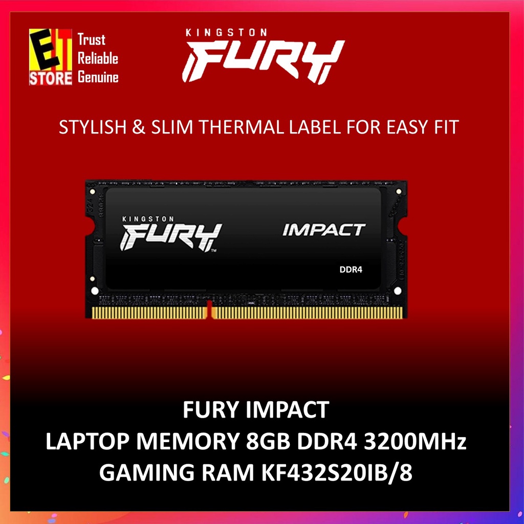 KINGSTON FURY Impact SODIMM 8GB/16GB /32GB Module DDR4 3200MHz CL20 SODIMM GAMING LAPTOP RAM ...
