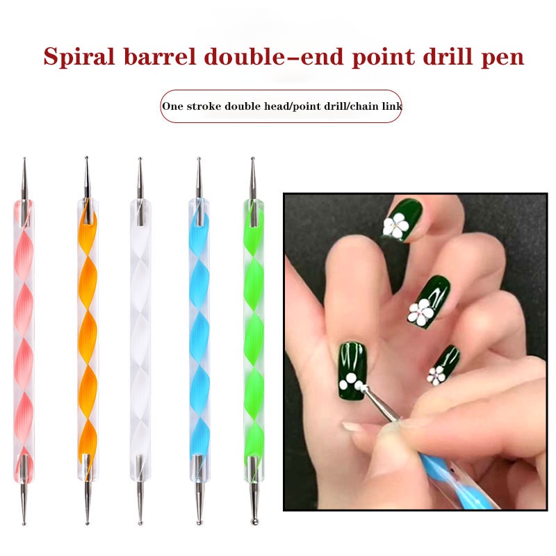 Spiral Double Head Embossing Pattern Point Drill Creasing Pen Nail Art ...