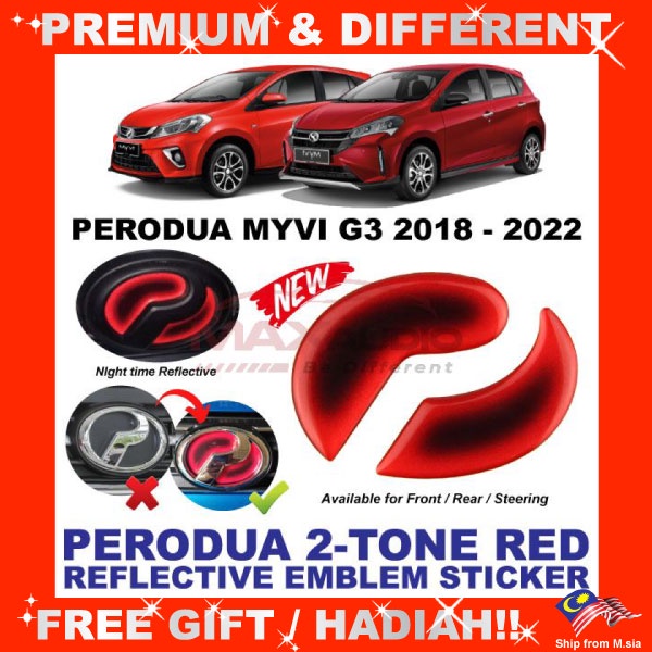 PERODUA MYVI G3 GEN3 2018 - 2023 Front Rear Steering Night Reflective ...