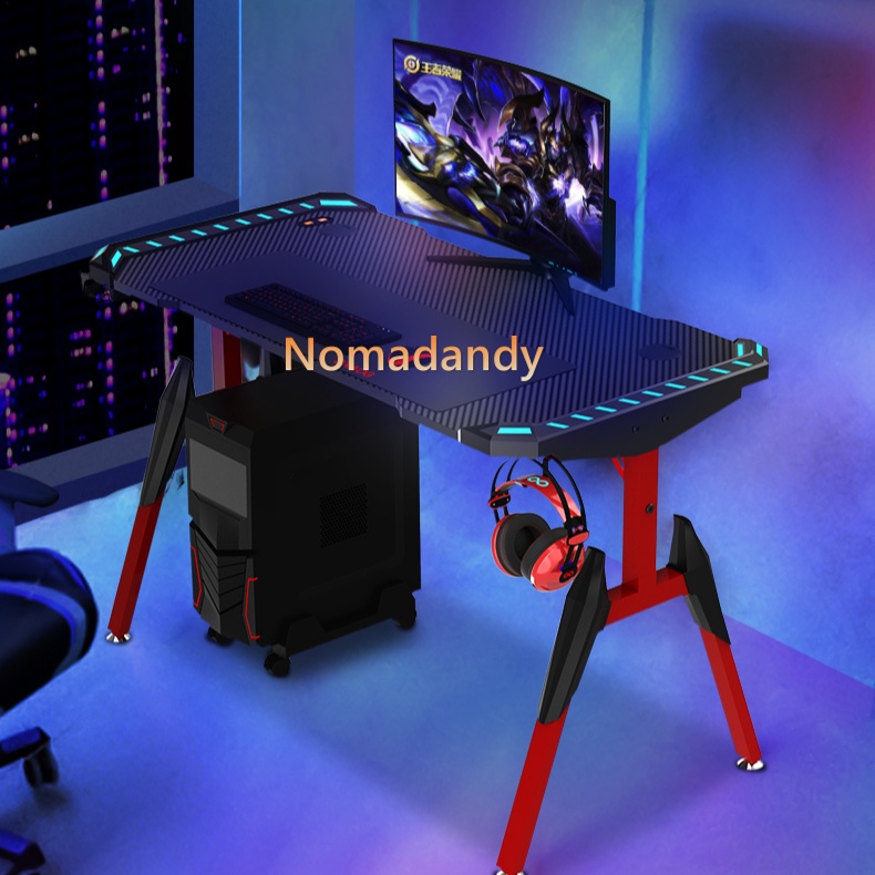 LED Gaming Table Computer Table Gaming PC Table Ergonomic Desk with ...