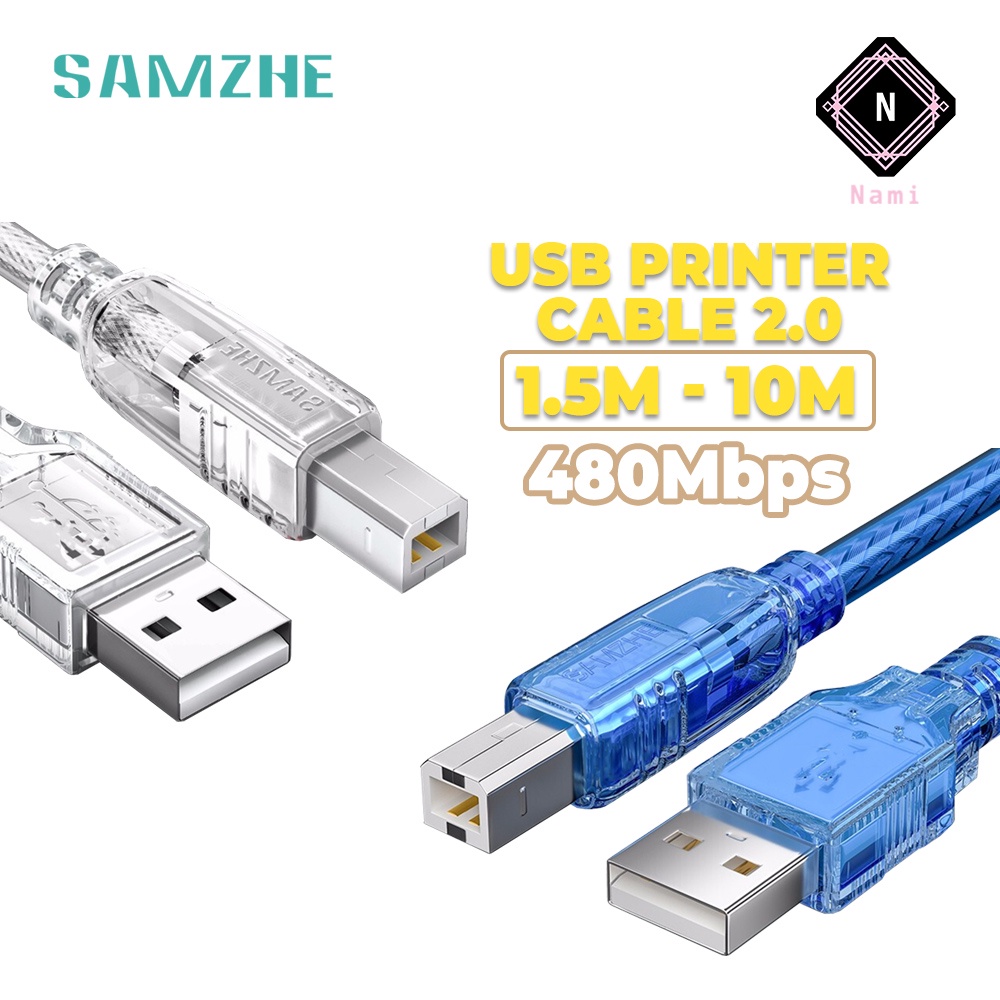 SAMZHE 1.5 - 15 Meter Printer USB 2.0 Type A Male To B Male Sync Data ...