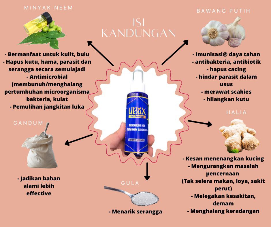 Pawpaw Ubax Spray Ubat Kurap Fungus Luka Mata Hama Ubat Kutu Kucing ...