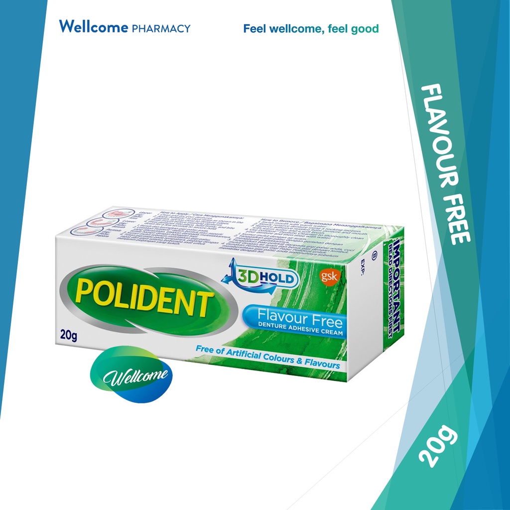 Polident Denture Adhesive Cream - Flavour Free - 20g | Shopee Malaysia