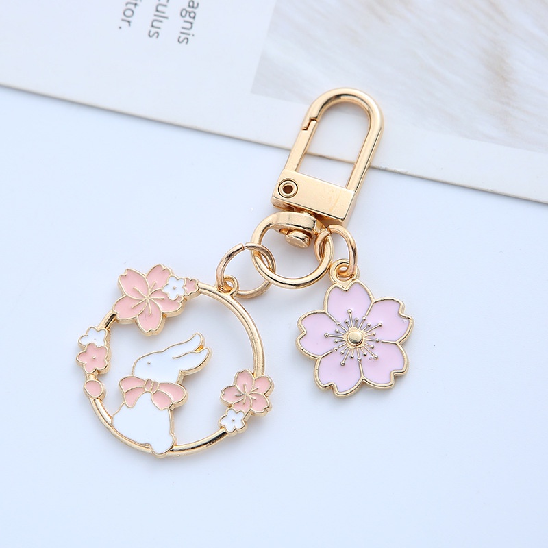 Cartoon Sakura Rabbit Keychain For Girls Women Bunny Cat Pendant ...