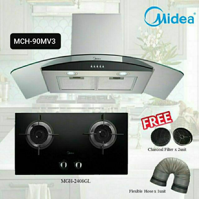 [READY STOCK] Midea MCH-90MV1 / MCH-90V71 Curve Designer Cooker Hood ...