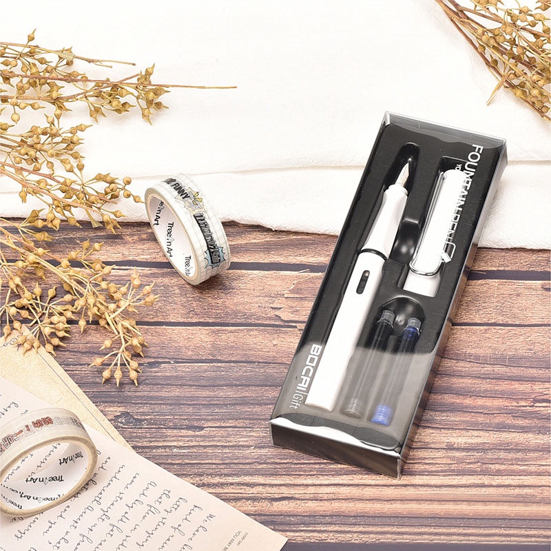 High quality fountain pen set with disposable blue and black ink ...