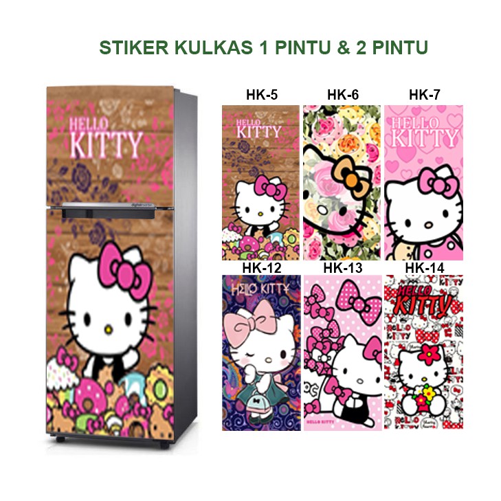 1 door & 2 door refrigerator stickers with hello kitty motif | Shopee ...